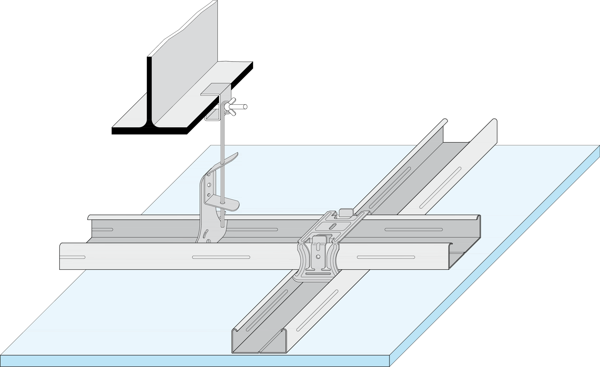 კნაუფის ონლაინ მაღაზია | D112 - შეკიდული ჭერის სისტემა ლითონის ორდონიან ...